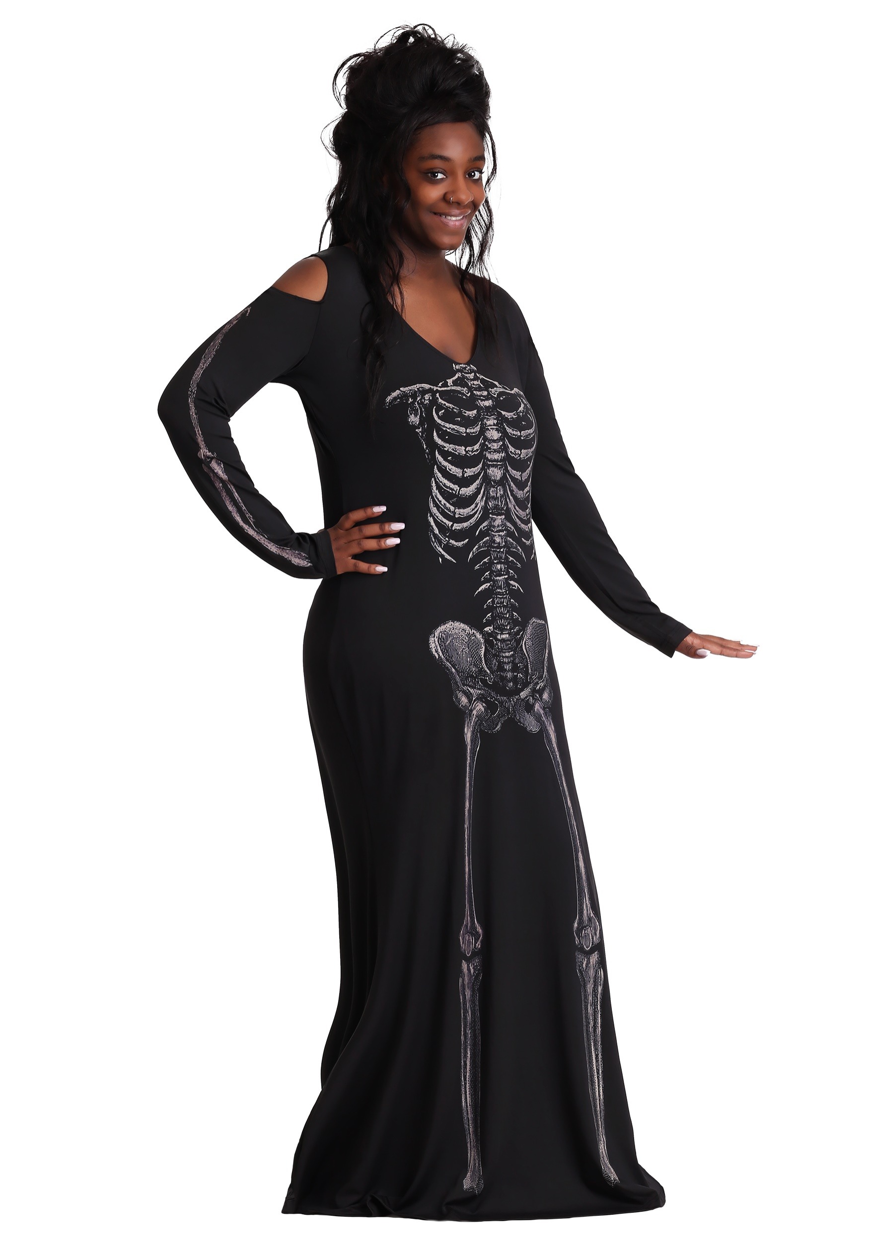 Seeing RedBone Appetit Skeleton Plus Size Long Dress Costume for Women ...