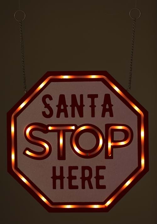 10 inch LED Santa Stop Here Sign | Christmas Decorations