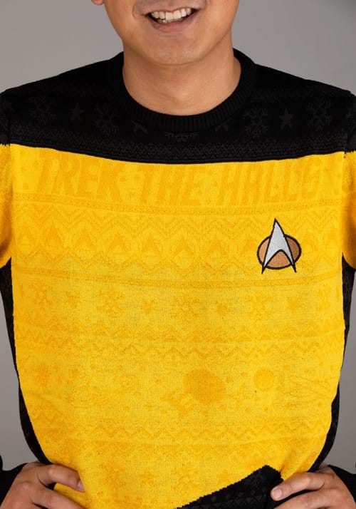 Adult Star Trek "Trek the Halls" Yellow Christmas Sweater | Holiday ...