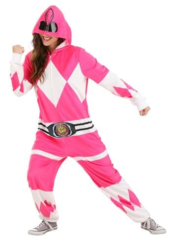 Power Rangers Pink Ranger Hooded Union Suit for Adults