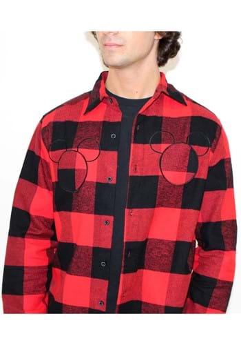 Cakeworthy Adult Mickey Mouse Red Plaid Flannel Shirt | Disney Apparel