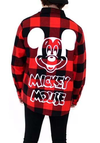 Cakeworthy Adult Mickey Mouse Red Plaid Flannel Shirt | Disney Apparel