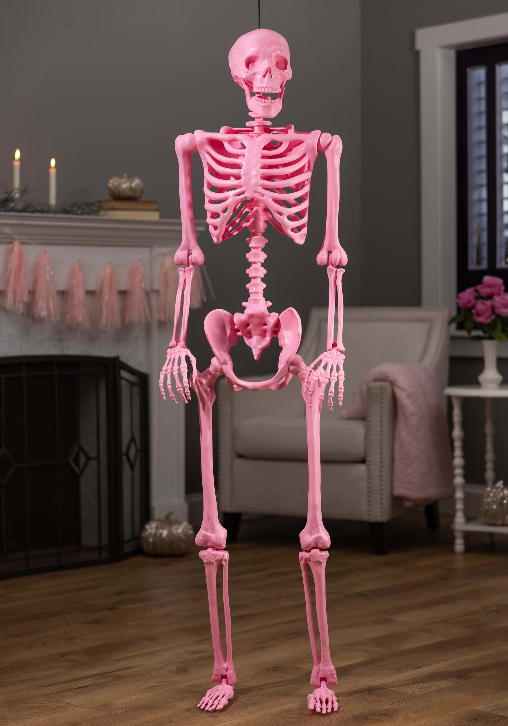 Crazy Bones Poseable Skeleton in Pink Halloween Prop