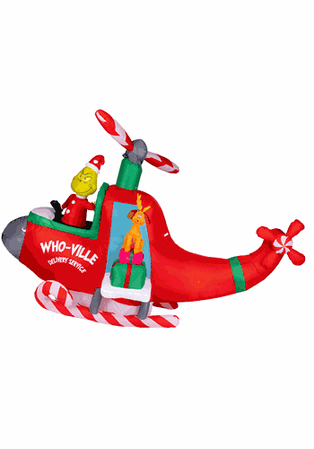 Animated Grinch in Helicopter Inflatable | Grinch Christmas Decorations